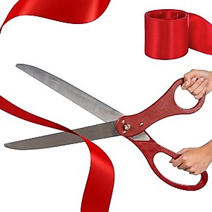 Red Ribbon Cutting Ceremony Kit – 25" Giant Scissors for Ribbon Cutting Ceremony Kit Giant Ribbon Cutting Giant Scissors Ceremony with Red Ribbon Grand Opening Ribbon and Scissors for Special Events