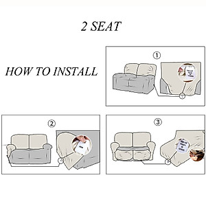 JOKIVTOU 1/2/3 Seats PU Leather Stretch Recliner Cover Sofa Cover with Side Pockets Waterproof Slipcover Recliner Couch Cover Furniture Protector with Elastic Bottom Living Room