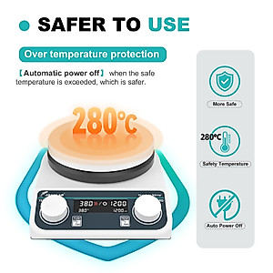 JOANLAB Digital Hotplate Magnetic Stirrer Hot Plate 200-1500rpm, 280℃/536℉,Probe Sensor & Support Stand Included,3000ml Lab Hot Plate Stirrer with Ceramic Coated
