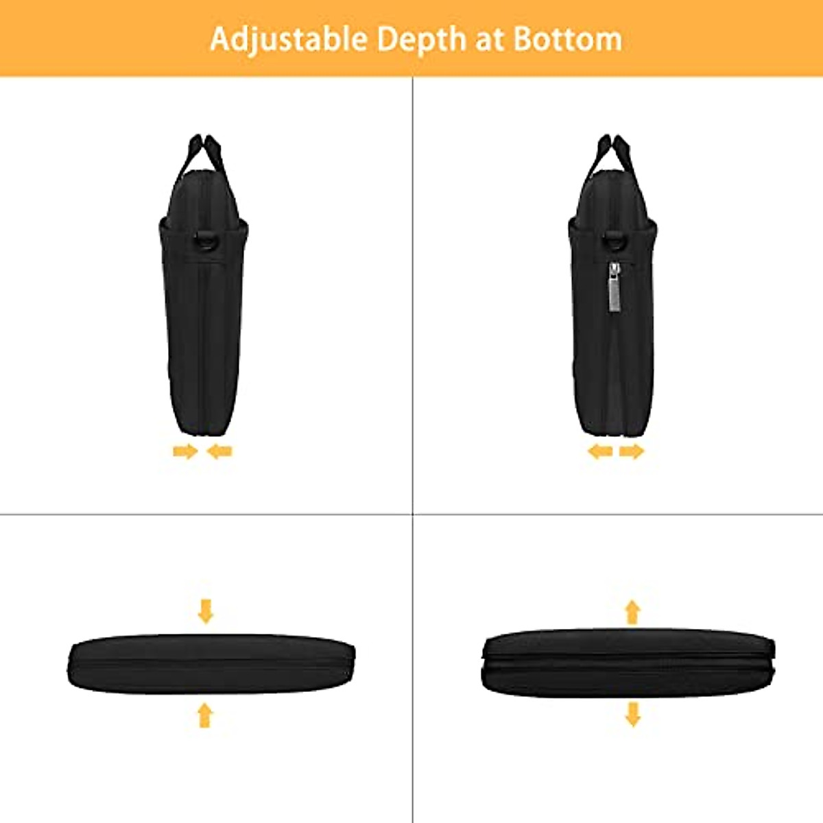 MOSISO Laptop Shoulder Messenger Bag Compatible with MacBook Air/Pro,13-13.3 inch Notebook,Compatible with MacBook Pro 14 2023-2021 A2779 M2 A2442 M1 with Adjustable Depth at Bottom, Black