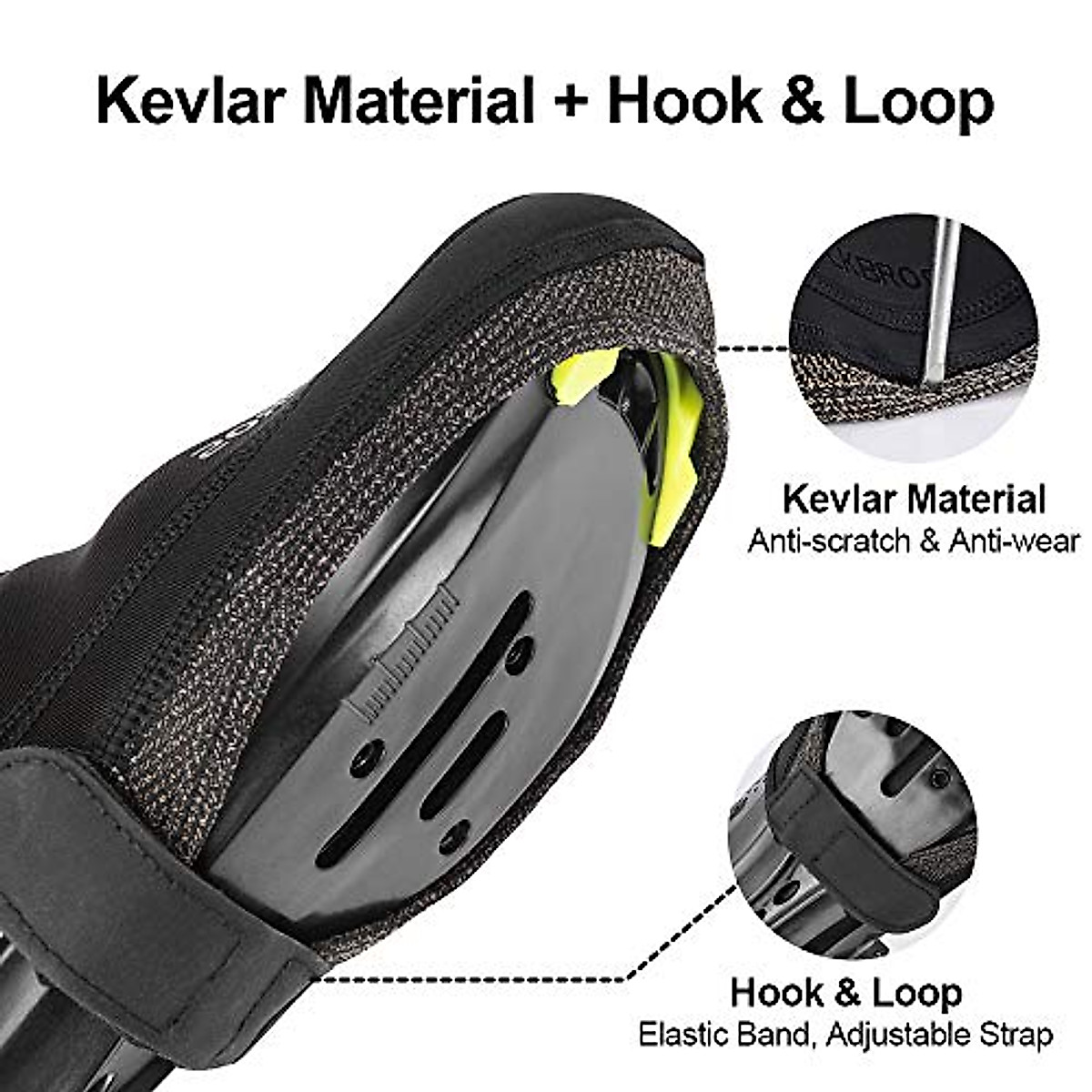 ROCKBROS Cycling Shoe Covers Toe Covers Winter Toe Warmers Cycling Overshoes Protectors Kevlar Black 1 Pair L/XL(7-12US)