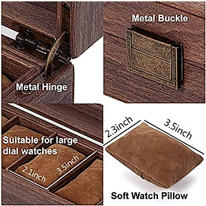 READAEER 12 Slot PU Leather Watch Box Organizer Watch Case with Glass Top