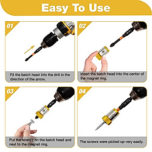3 Pieces Strong Magnetic Screw Ring Holders With 3 Pieces Ph2 Screwdriver Bit Set, 1/4 Inch/ 6.35 mm Universal Magnetic Screw Ring Bit for Hex Screwdriver and Power Bits