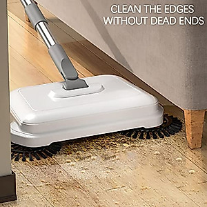 Hand Push Sweeper - Home Sweeping Mopping Machine Vacuum Cleaner Sweep Carpet and Floor Sweeper with Dual Rotating System 2 Corner Edge Brushes Cleaning Sweeper Tool Sweeping Robot