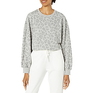Mud Pie Women's Miles Sweatshirt, Gray Leopard, Small