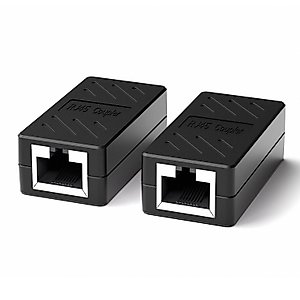 RuiPuo RJ45 Coupler Ethernet Cable Extender Adapter LAN Connector in Line Coupler Female to Female in Line Coupler for Cat5/Cat5e/Cat6/Cat7 Ethernet Cabler (Black 2 Pack)