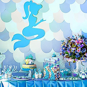 100 Pieces Mermaid Party Favors Bags Birthday Party Treat Bags Cellophane Clear Mermaid Tail Theme Cookie Candy Goodie Bags with 100 Silver Twist Ties for Under the Mermaid Sea Birthday Supplies