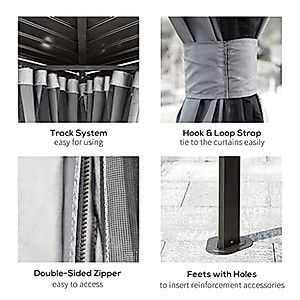 Generic 10 X12 Hardtop Gazebo Aluminum Frame Gazebo,Permanent Metal Roof W/Curtains Netting for Patio Lawn and Garden, Grey