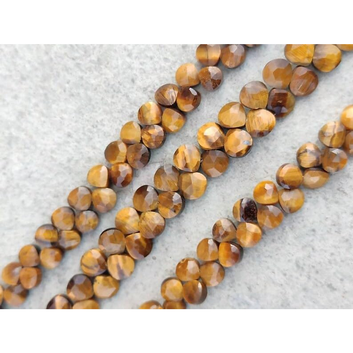 Natural Tiger Eye Gemstone Heart Faceted Beads 5-6mm 7 inch Long String Jewelry Making Gemstone Beads for Necklace Bracelet