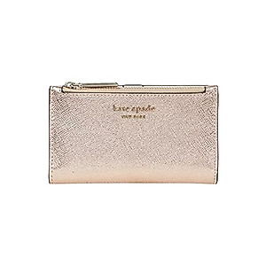 Kate Spade New York Spencer Metallic Small Slim Bifold Rose Gold One Size