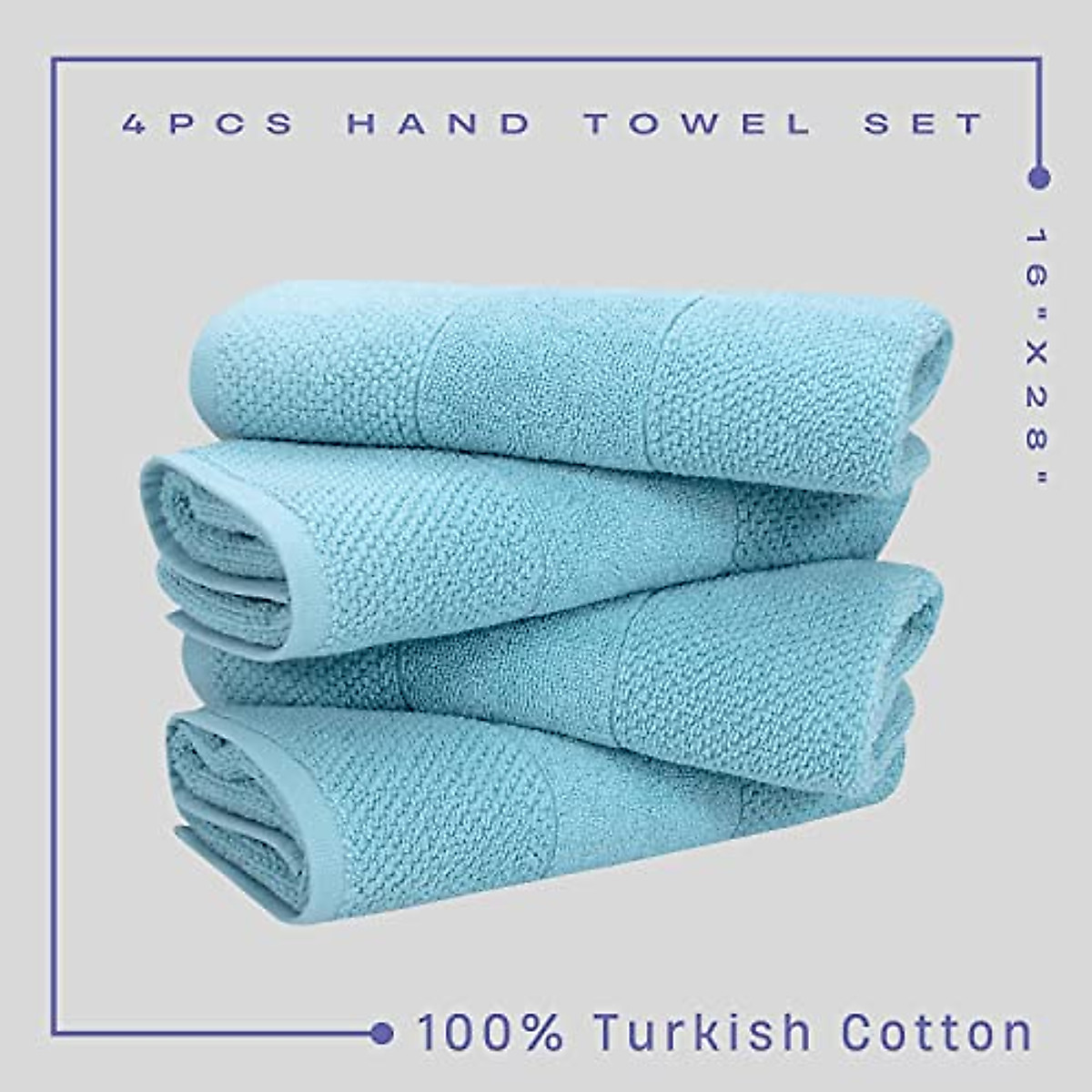 Antioch Home Bathroom Hand Towels, Hotel Quality & Fluffy & Absorbent & Soft & Fast Drying Turkish Hand Towels for Bathroom, 100% Cotton Turkish Hand Towel Set - [ 4 Pack – 16 x 28 inches ] - Aqua