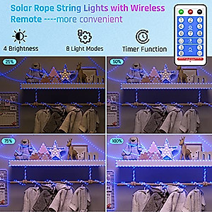 Solar Rope Lights Outdoor Waterproof LED - 200 LED Solar Rope String Lights, 72FT 8 Modes with Remote Flexible Solar Tube String Lights for Garden Patio Fence Balcony Pool Trampoline Party