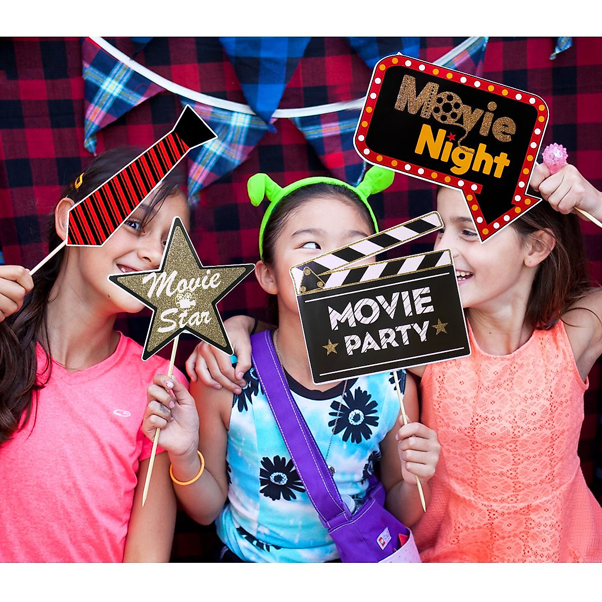 BESTOYARD Movie Night Party Photo Booth Props Kit - Movie Star Movie Night Party Supplies Decorations 21pcs