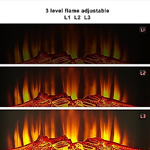 25 Inch 1400W Electric Fireplace Mantel Stove Heater, Portable Freestanding Space Heater with Overheating Safety Protection, Remote Control and Realistic Flames for Indoor & Outdoor（White）