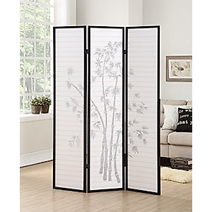 Roundhill Furniture 3-Panel Oriental Shoji Room Divider Screen, Black
