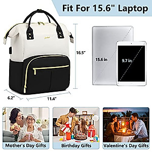 Focdod Laptop Backpack Women Work Bag - 15.6 inch with Laptop Compartment Waterproof Professional Travel Backpack Purse with USB Charger for College Teacher Nurse Business Women