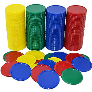 Smartdealspro Set of 160 Opaque 1 1/2 Inch Plastic Counting Counters Poker Chips with Box for Casino Card Games (160pcs 4 Color with Box)