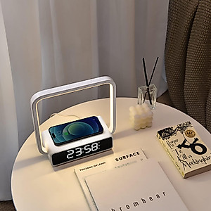 Guidea Alarm Clock Lamp, Wake-Up Light with Sunrise Simulation, Bedside Lamp with Clock, Table Lamp with Wireless Charger, Touch LED Night Light