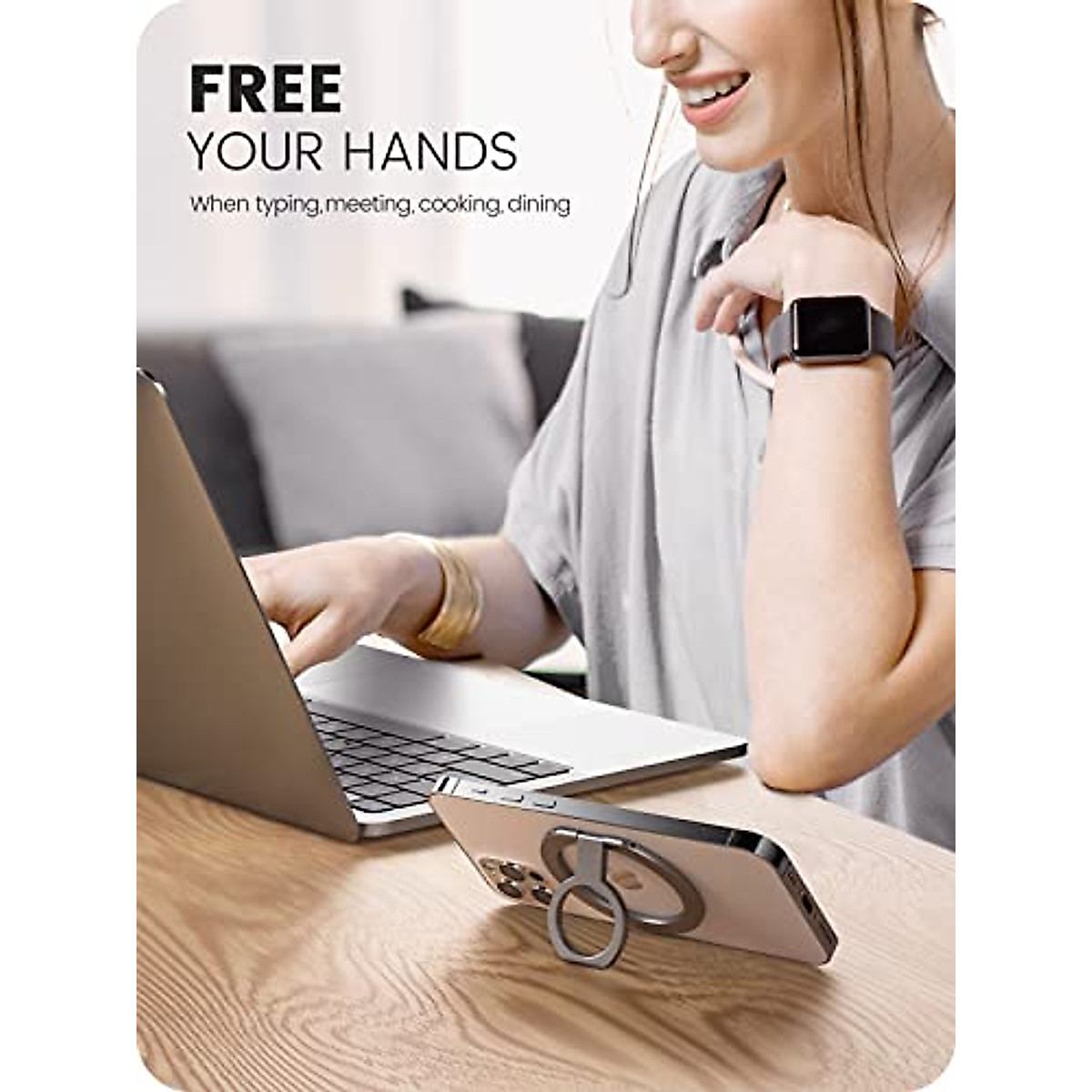 A-LuGei【Removable Wireless Charging】 MagSafe Ring, 【Foldable & Detachable】 Magnetic Cell Phone Ring Holder Finger Kickstand, 【14 Strong Magnets】 Phone Holder for Hand Mag Safe iPhone Ring Holder Grip