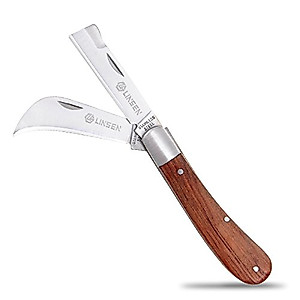 Pruning Knife, Double blade Grafting knife, Stainless Steel Garden Budding Knife, Linsen-outdoors Folding Pocket Knife For Grafting Multi Cutting Tool, Weed Bushes Branches Mushroom Diggig Knife