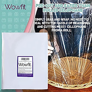 Wowfit Cello Bags,10 CT 24x30 inches Clear Cellophane Bags Perfect for Gift Baskets, Presents, Weddings, Bridal/Baby Showers and More (Flat, No Gusset, 24x30 inches, Not include Ribbon)