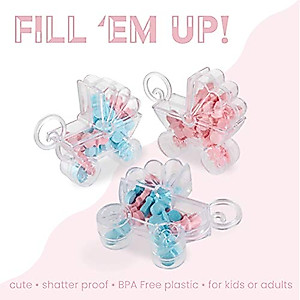 Baby Carriage Shaped Acrylic Candy Boxes - 12 Pack - 2.75"x2.75"x0.71" - Perfect for Weddings, Birthdays, Party Favors and Gifts | Cute Clear Plastic Containers | Clear Fillable Ornaments Crafts Decorations