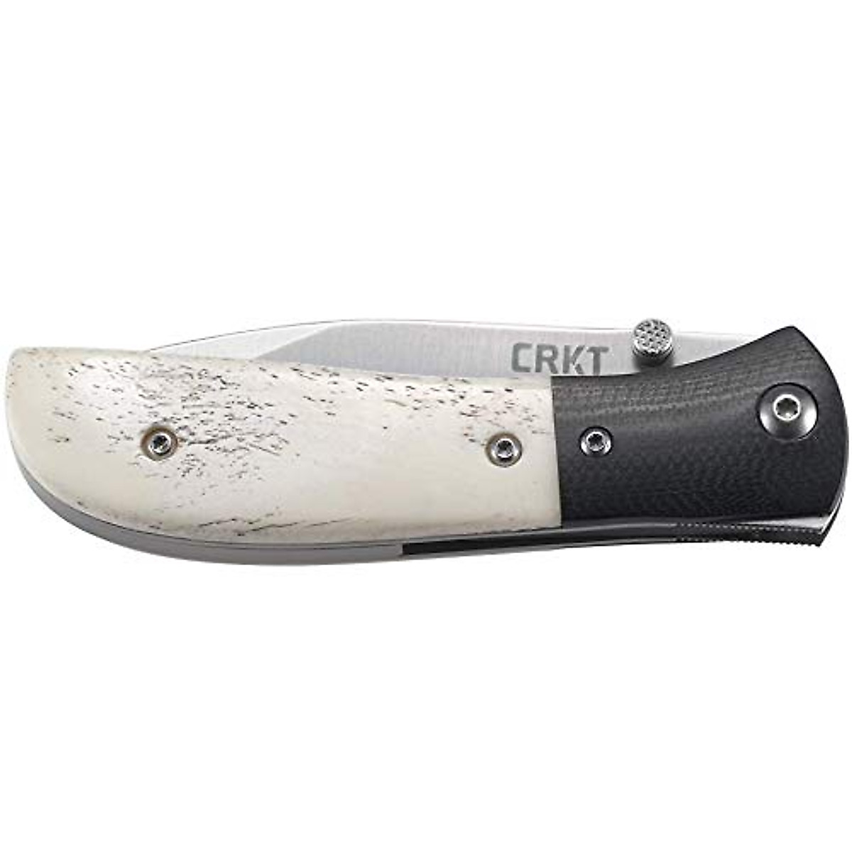 CRKT M4-02 EDC Folding Pocket Knife: Assisted Opening Everyday Carry, Satin Blade, Thumb Stud, Liner Lock, G10 Bolster, White Bone Handle, Pocket Clip
