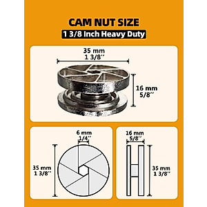 Replacement Heavy Duty Cam Wheel Locks Compatible with IKEA 114670 as Bed Frame Parts for MALM, BRIMNES, BIRKELAND & More (4, 35mm)