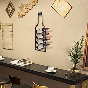 SHOWLIVEU Wall Mounted Wine Racks 4-Layer Retro Wall Mounted Wine Rack Kitchen Bar Bottles Holder Storage Shelf