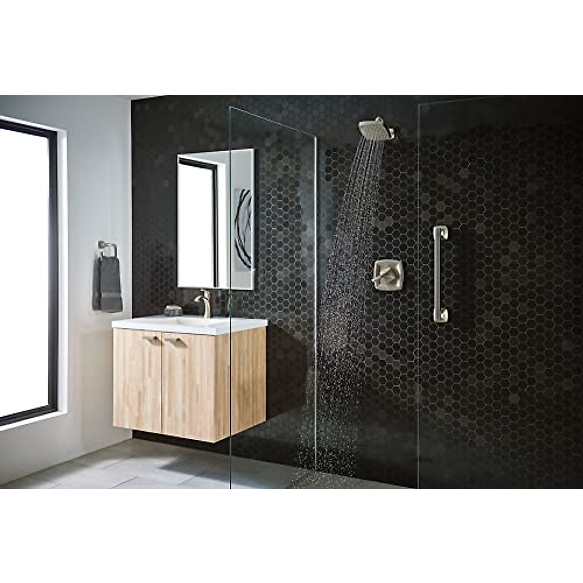 Moen Voss Collection Brushed Nickel Bathroom Hand Towel Ring, Wall Mounted Open Towel Ring, YB5186BN 11.61 x 2.83 x 6.81 inches