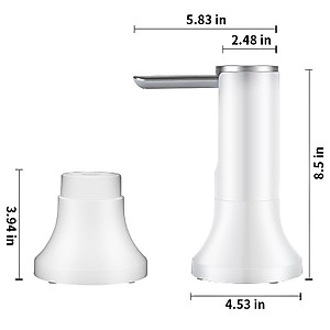 ALEXPHY Smart Water Dispenser for 5 Gallon Bottle, USB Rechargeable Water Dispenser Countertop for 5 Gallon & Universal Bottles, Foldable 5 Gallon Water Dispenser Pump with Touch Screen, Low Noise