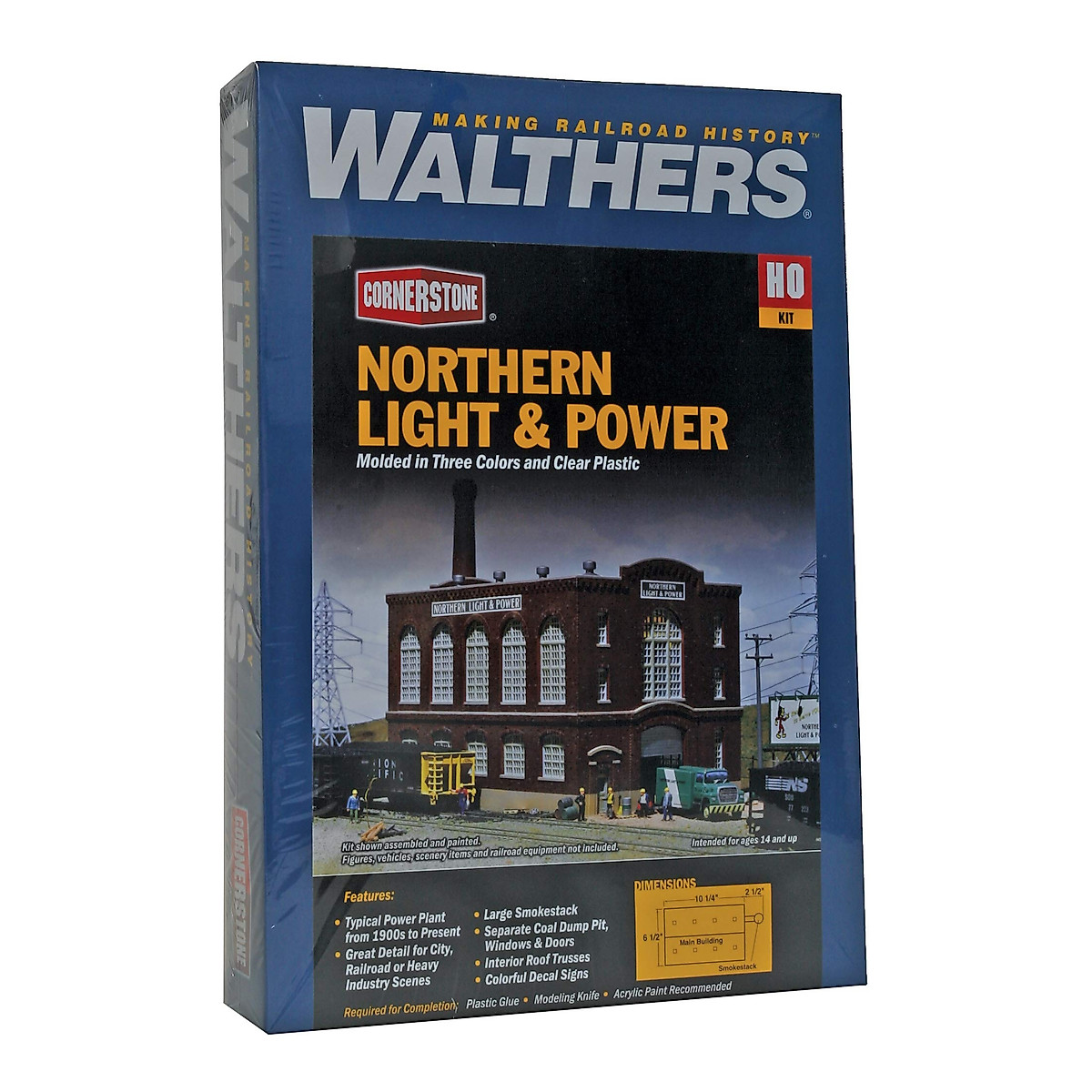 Walthers Cornerstone HO Scale Model Northern Light & Powerhouse Structure Kit, 8 (933-3021)