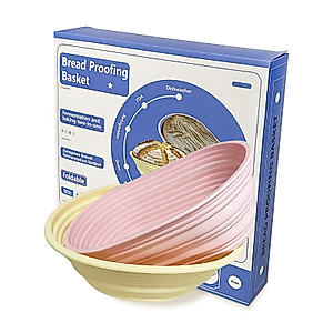 YCQQPRO Silicone Banneton Bread Proofing Basket for Sourdough, 9" & 10" Sourdough Bread Baking Supplies, Sourdough Starter Kit, Bread Making Supplies Tools, Bread Baskets Set (Round & Oval)