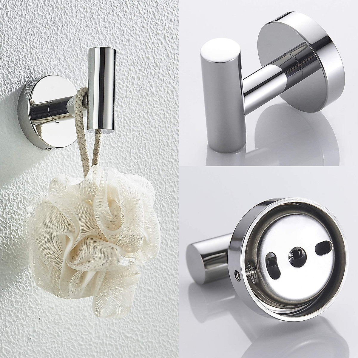MARMOLUX ACC Bathroom Hardware Set Towel Racks 4 Pieces Hand Towel Ring Holder-Toilet Paper Holder-Towel Hook-Towel Bar Heavy Duty Wall Mount Bathroom Accessories SUS 304 Stainless Steel Mirror Finish