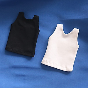 SSbeauty M 1/6 Custom Scale T-Shirt Sleeveless Vest Clothes for 12" Male & Female Action Figure Doll Clothes Toy (Black + White)