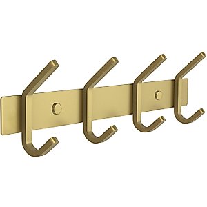 SAYONEYES Brushed Gold Coat Rack Wall Mount with 4 Double Hooks for Hanging – 12 Inch Heavy Duty SUS304 Stainless Steel Rustic Coat Hooks – Hat, Clothes, Purse, Towel Wall Hooks – 1 Pack