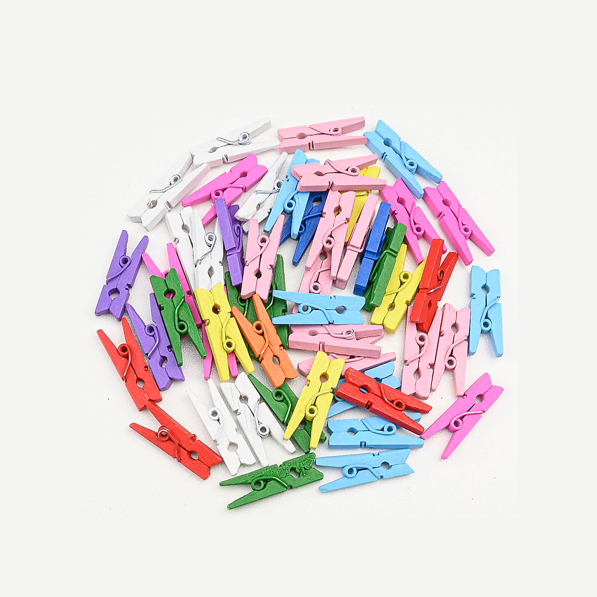 DIAO79NI Wooden Clothes Pins, Natural Wood, 50 Pack, 1 Inch (2.5cm), Mini Colorful Rust Resistant Clothes Pins for Hanging Clothes, Clothes Pins Wood, Colorful Clothing Pins, Clothes Pegs, Clothespins