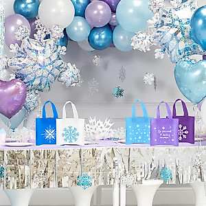 20Pcs Snowflake Party Favors Bag, Winter Frozen Non-Woven Candy Treat Bags, Winter Theme Goodie Gifts Tote Bags for Kids Snowflake Holiday Party Winter Wonderland Birthday Baby Shower Party Supplies