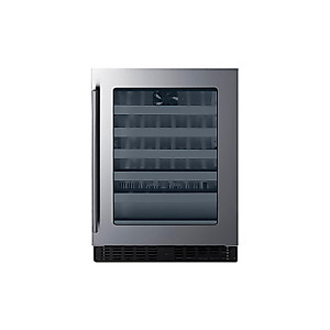 Summit ASDW2412 24 Inches Wide Built-In Wine Cellar, Black; ADA Compliant Design; Less Than 18 Inches Deep; Double Pane Tempered Glass Door; Temperature Memory Function; Reversible Door
