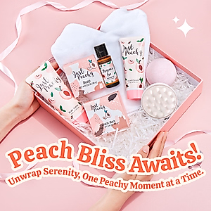 # BFFLOVE Bath Gifts for Women 8pc Peach Scent Bath Sets for Women Gift Bath and Body Gift Set with Bath Bomb Scentd Candle Bath Set for Women Womens Gifts for Christmas