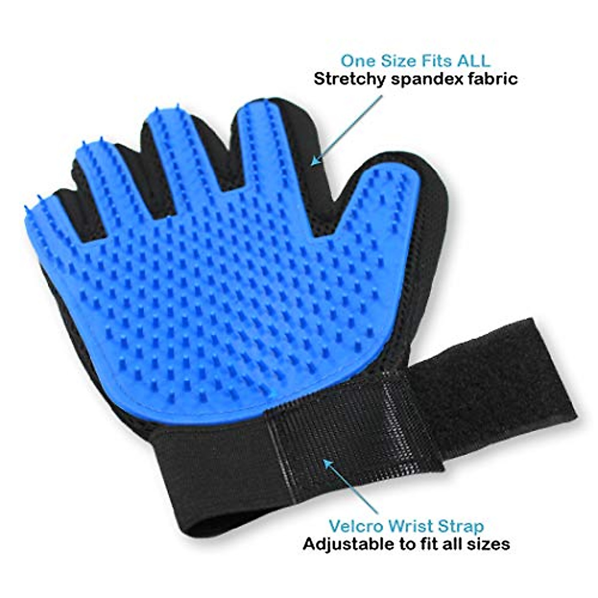 Pets First Dog Grooming Gloves Best Professional Deshedding, Brushing, Cleaning Mitt Tool for Small, Medium or Large Dogs & Cats. Fur & Hair Remover. Prevents Matted Coats. Soft Rubber Bristle Brush
