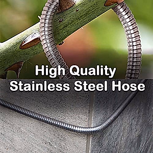 FangFarm 304 Stainless Steel Metal Garden Hose with Brass Fittings, Heavy Duty Water Hose, Kink Free and Flexible, Crush Resistant, Puncture Resistant (stainless steel hose, 3FT)