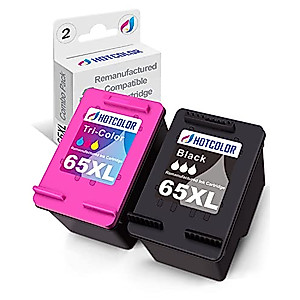 65XL Ink Cartridge for HP Printers Compatible for hp 65 Color/Black Ink Cartridge Replacement for HP Deskjet 3755 3700 3752 3772 2600 2652 Envy 5055 5000 (1Black/1Tri-Color, 2PK)