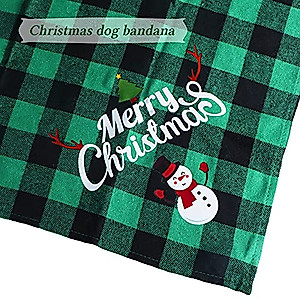 STMK 2 Pack Christmas Plaid Dog Bandanas, Merry Christmas Holiday Plaid Dog Bandanas for Large Medium Dog Christmas Costume Decorations (Red & Green, Santa & Snowman)