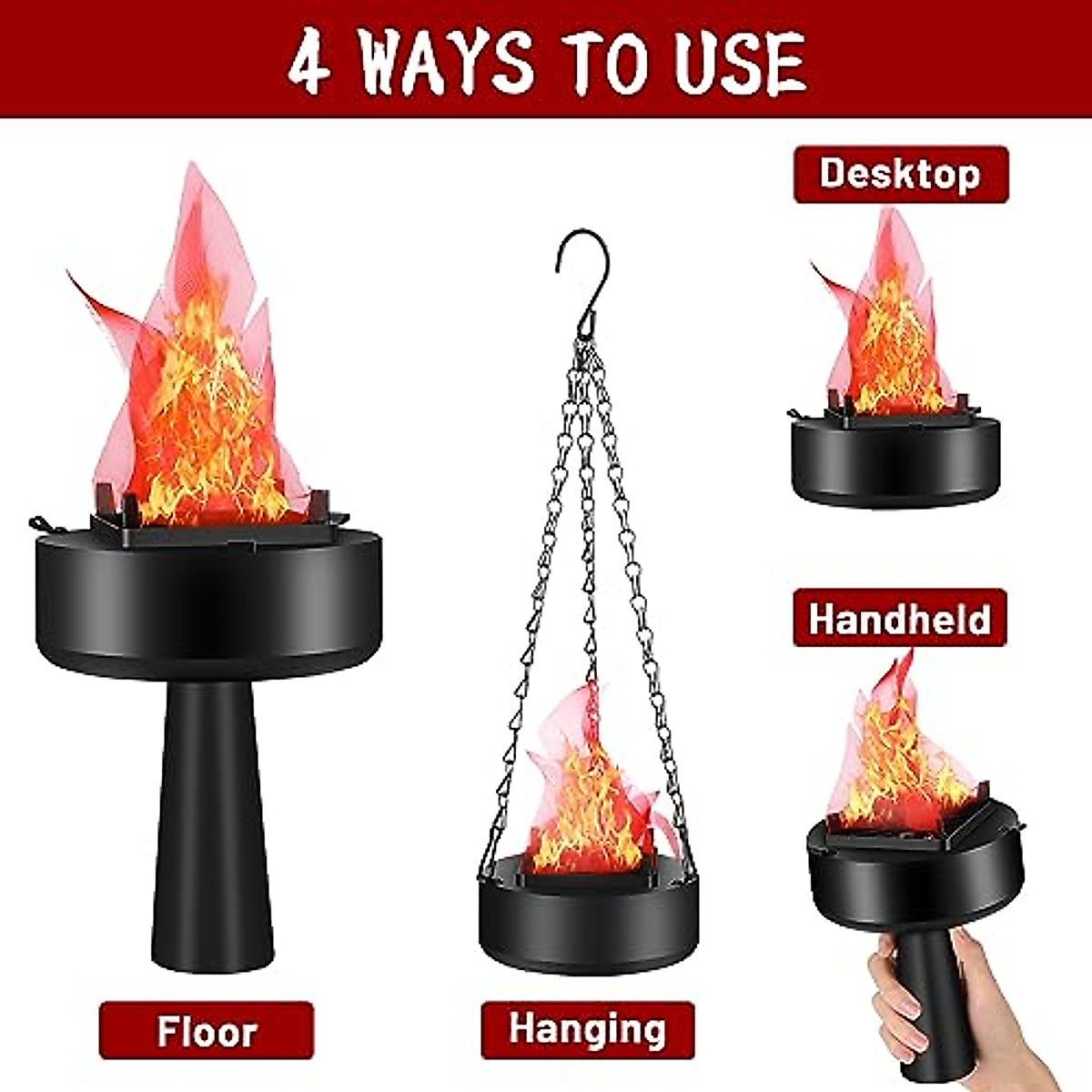 3D Fake Fire USB Rechargeable Fake Campfire, Portable Fake Fire Light Electric Fake Flame Light Fake Flame Lamp, Campfire Electric Campfire Halloween Christmas Party Decorations for Bar Stage Home