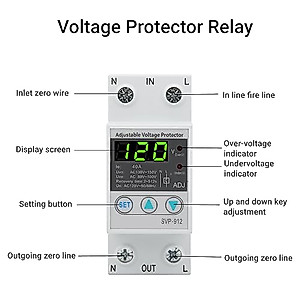 SVP912 120VAC Self Recovery Under Voltage Protector Adjustable Voltage Protective Device Automatic Reset Protection Switch (40A)