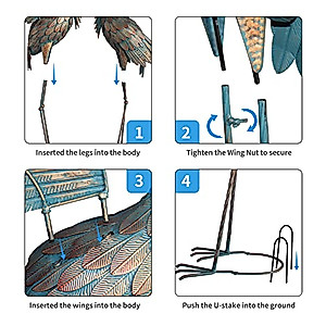 Oritty Crane Statues for Garden Decor, Metal Yard Art Heron Garden Statues, Standing Garden Sculptures & Statues for Yard Decorations Outdoor, 38-42 Inch Set of 2, Copper