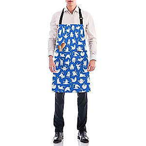 XMNYGJ Adjustable Bib Apron Unisex Yoga Cat Waterproof Chef Aprons with 2 Pockets Long Waist Tie for Kitchen Cooking Crafting BBQ Drawing Baking Gardening Salon