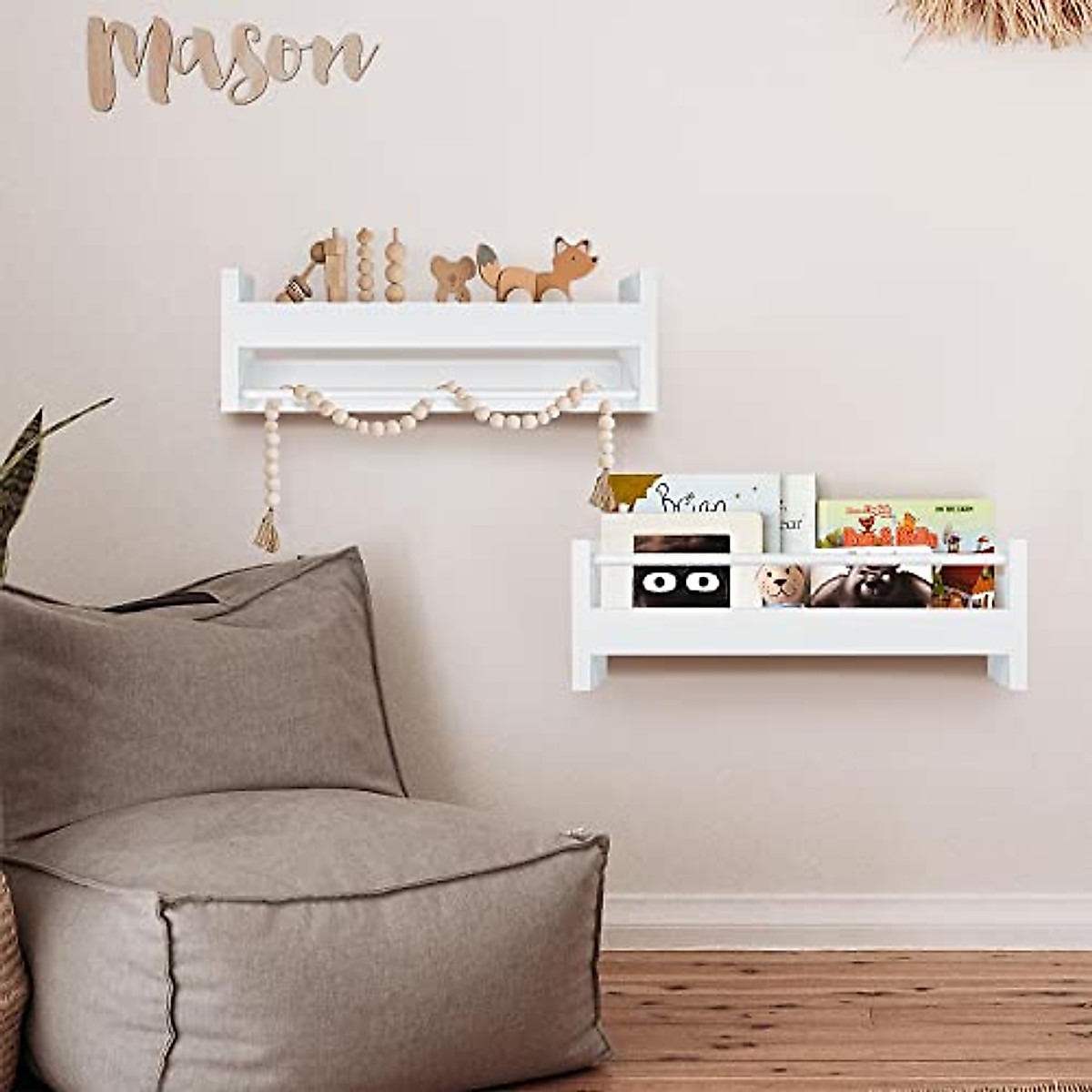 COMAX Small Book Shelf Organizer for Kids, Floating Bookshelf for Toddler Baby Room Bedroom, Set of 3 Wall Bookshelf Nursery Book Shelves Holder, Hanging Book Shelf for Wall Mounted Decor, White