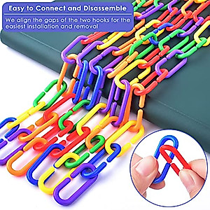 Bissap Plastic Chain Links Birds 250pcs, Mix Color Rainbow DIY C-Clips Chains Hooks Swing Climbing Cage Toys for Sugar Glider Rat Parrot Bird, Children's Learning Toy